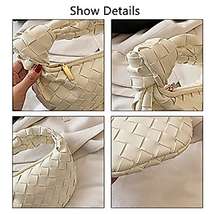 Woven Handbag Leather Shoulder Bag designer handbags for women Soft Fashion Mini Retro 2022 Handmade Hobo bag Clutch Purse (Black)