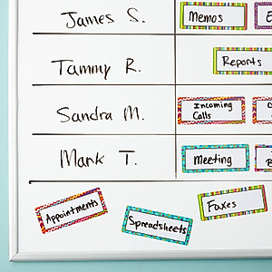 Juvale 36 Pack Magnetic Dry Erase Labels to Write On for Classroom Whiteboard (6 Designs 2x5 in)