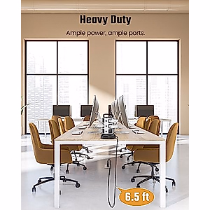 Power Strip Tower Surge Protector, JACKYLED 1625W 13A Outlet Surge Electric Tower, 12 Outlets 6 USB Ports Retractable Cord Charging Station with 16AWG 6.5ft Heavy Duty Extension Cord for Home Office