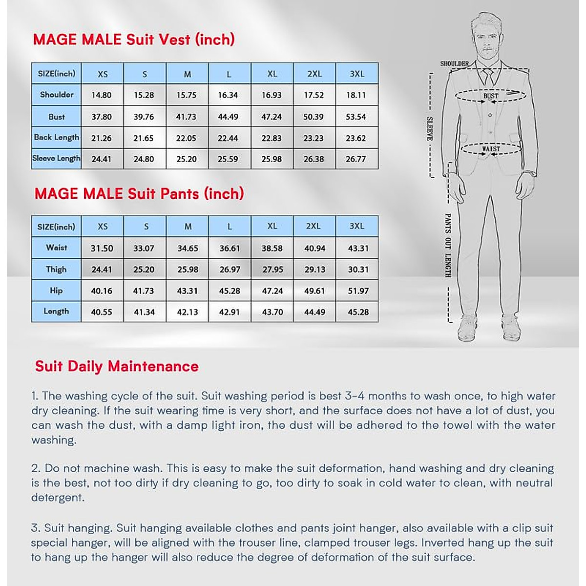 MAGE MALE Men's Linen 2 Piece Suit Slim Fit Wedding Groomsmen Summer Vest Pants Set with Pocket Square