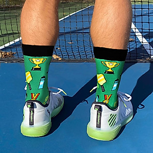 GOLIN Pickleball Socks for Men Funny Saying Crew Socks, Novelty Pickleball Gifts for Dad Grandpa