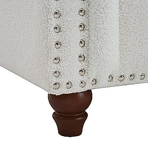 Lunanniu 81" Teddy Fabric Chesterfield Tufted Fabric Sofa 3 Seat Capacity Rolled Arm Nailhead Trim Thick Cushion Deep Seat Button Tufted Back Cozy Stylish for Living Room Apartment White