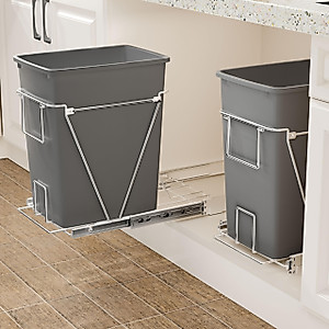 ROOMTEC Pull Out Trash Can Under Cabinet, Adjustable Garbage Slide-Out Shelf for Kitchen, undersink Organizers and Cupboard Organizers and Storage（Trash Can Not Included）