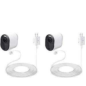 16ft/4.8m Weatherproof Outdoor Charging Cable with Quick Charge Adapter Compatible with Arlo Ultra/Ultra 2/Pro 3/Pro 4 (2 Pack, White) (NOT Compatible with Arlo Essential Spotlight)