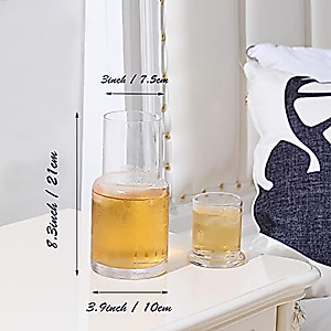 Lancici Bedside Carafe and Glass Set, Use Tumbler as Lid Night Water Carafe for Nightstand, Mouthwash Dispenser Pitcher with Glass Cup for Keeps Water Clean in Bedroom, Bathroom, or Kitchen