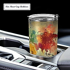 UMIRIKO 20oz World Diversity Map Tumbler Cup with Lid and Straw, Double Wall Stainless Steel Vacuum Thermos Insulated Travel Coffee Mug 20240002