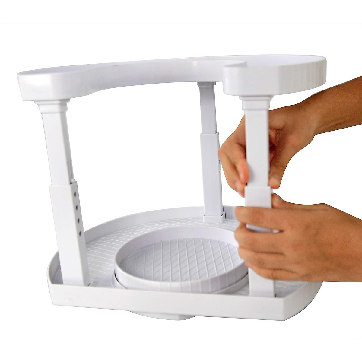 HOME-X Rotating Spice Rack, Lazy Susan Cabinet Organizer, Pantry Rack, Medicine Cabinet Organizer, Rotating Storage, 13" L x 10 ¾" W x 10 ¼” H, White