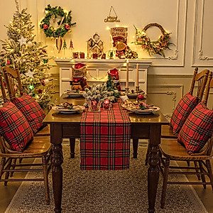 Softalker Christmas Checkered Tartan Table Runner - Red Buffalo Plaid Xmas Stain Resistant Washable Table Decoration for Dining/Parties/Holiday Decor, 13 x 70 Inch