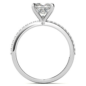 10K Solid White Gold Handmade Engagement Rings 1.5 CT Princess Cut Moissanite Diamond Solitaire Wedding/Bridal Ring Set for Women/Her Propose Ring (4)