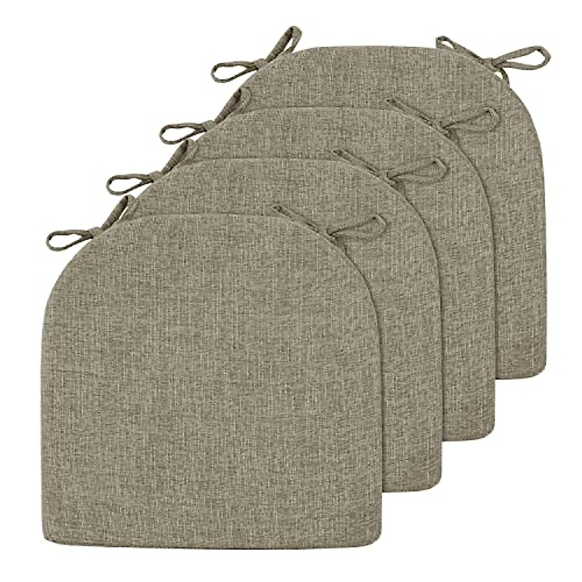 LOVTEX Chair Cushions for Dining Chairs 4 Pack - Memory Foam Chair Pads with Ties and Non-Slip Backing - Seat Cushion for Kitchen Chair 16"X16"X2", Khaki