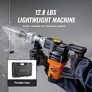 VEVOR Demolition Jack Hammer, MAX 1400W Electric Jackhammer Heavy Duty, 2900 BPM Concrete Breaker, 2pcs Chisels Bits Chipping with Case, Gloves