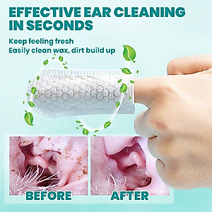 MEDUWEDU Ear Cleaner Finger Wipes 60 Counts, Dog Ear Cleaner, Grooming Kit Care for Dogs and Cats, Soft & Easy Otic Cleaning Pads, Remove Wax, Dirt & Stop Smelly, Itchy, Non-Irritating, Mint Scent