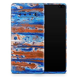 DesignSkinz Abstract Wet Paint Rustic Blue Protective Vinyl Decal Wrap Skin Cover Compatible with The Samsung Galaxy S20 (Screen Trim & Back Glass Skin)