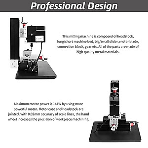 60W 12000RPM Mini Milling Lathe，100-240V DIY Mini Lathe Mini Miller，Mini Metal Lathe DIY Miniature Milling Machine Miller