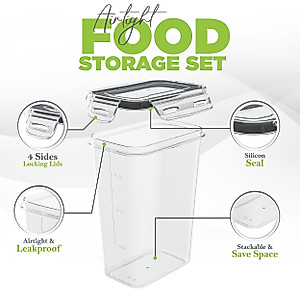 KICHLY Airtight Food Storage Containers With Lids (24 Pack) - Pantry Organizers and Storage - Pantry Storage Or Kitchen Storage Containers - Ideal for Pasta or Cereal Containers