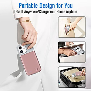 DOKYW Battery Case for iPhone 12/12 Pro, 6000mAh Portable Protective Smart Charging Case Rechargeable Extended Battery Charger Case Backup Power Bank Case for iPhone 12/12 Pro, 6.1 inch Pink
