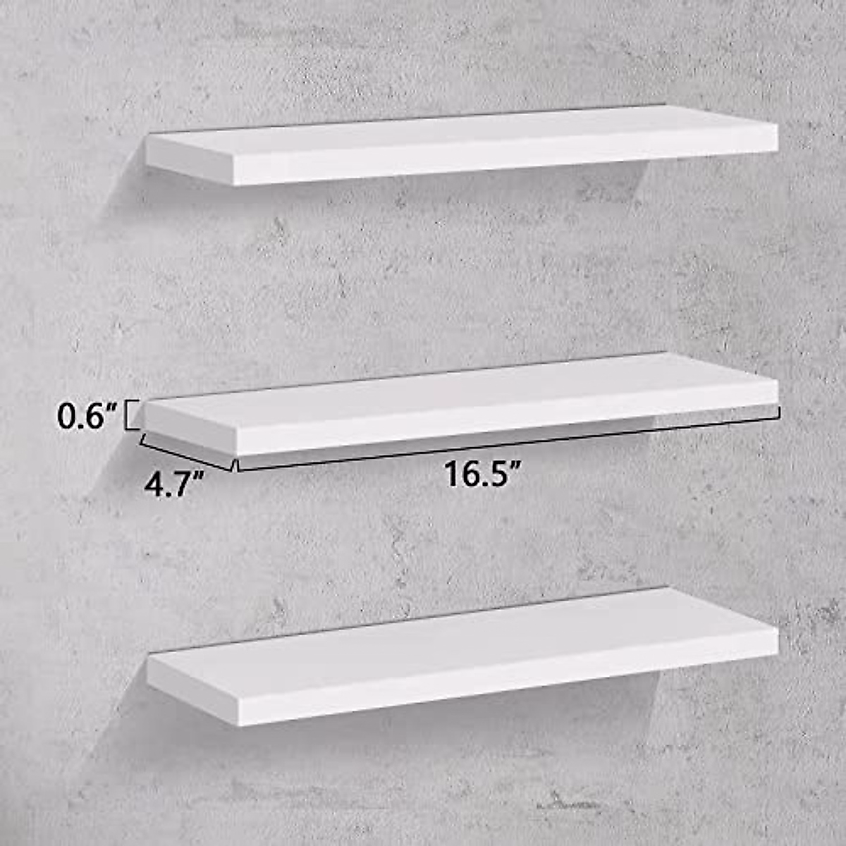 ISYOKE White Floating Shelves Set of 3 Wall Mounted Wood Shelves Modern Dispay Floating White Shelf for Bathroom,Bedroom, Living Room, White Shelves with Invisible Brackets