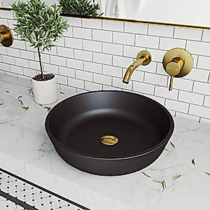 ESFORT Pop Up Sink Drain without Overflow, Bathroom Sink Pop Up Assembly Vessel Sink drain, Brushed Gold