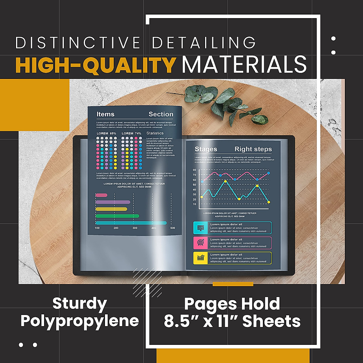 Better Office Products 12 Pocket Bound Presentation Book, Black with Clear View Front Cover, 24 Sheet Protector Pages, 8.5" x 11" Sheets, Art Portfolio, Durable Poly Covers, Letter Size, Black