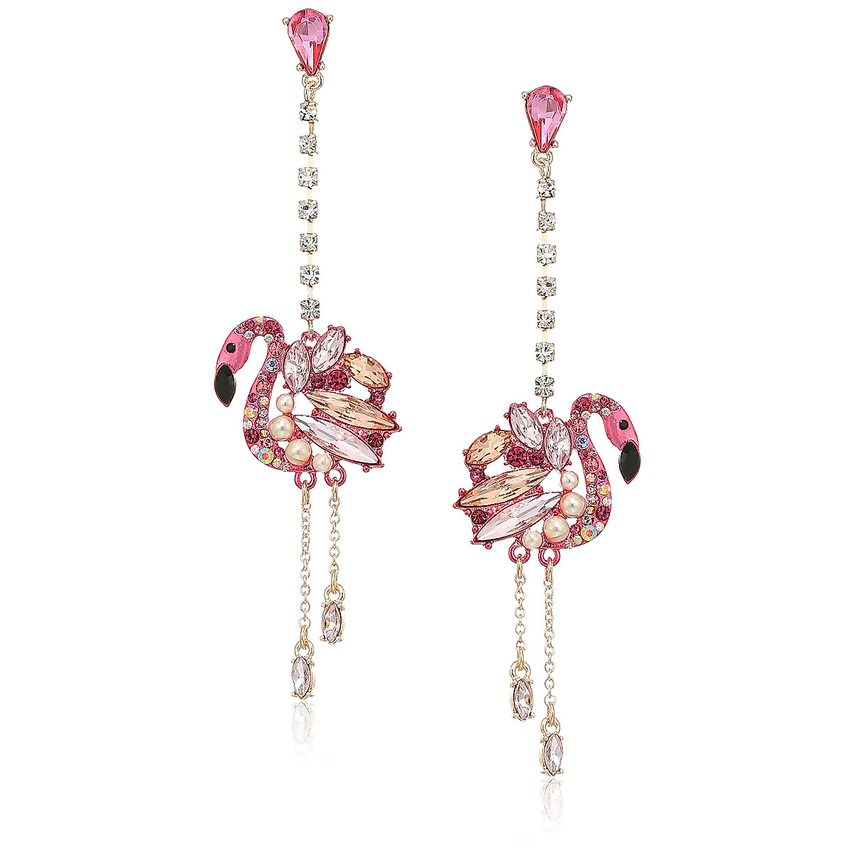 Betsey Johnson Flamingo Linear Drop Earrings