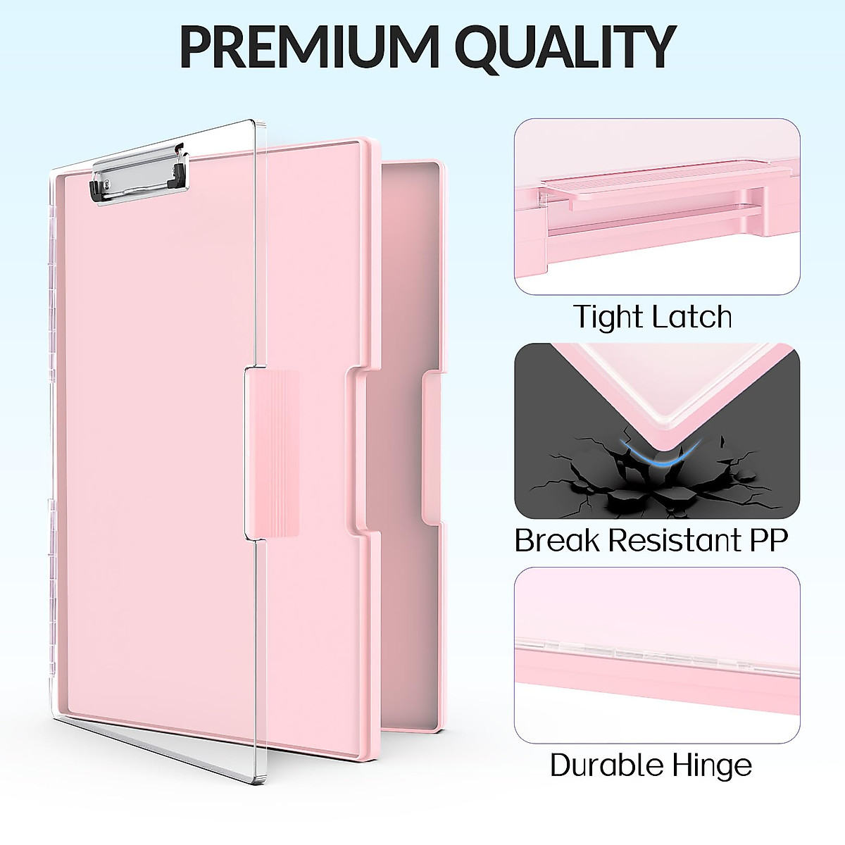 Sooez Clipboard with Storage, Heavy Duty Cleaview Clip Boards 8.5x11 with Dual Storage, Dry Erase Plastic Nursing Clipboard, High Capacity Clipboards Folder for Teacher Nurse, School & Office Supplies