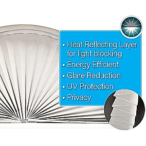 Redi Shade No Tools Original Arch Light Blocking Pleated Fabric Shade White, 72 in x 36 in