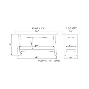 Alaterre Furniture Craftsbury 36" W Wood Entryway Bench, Gray