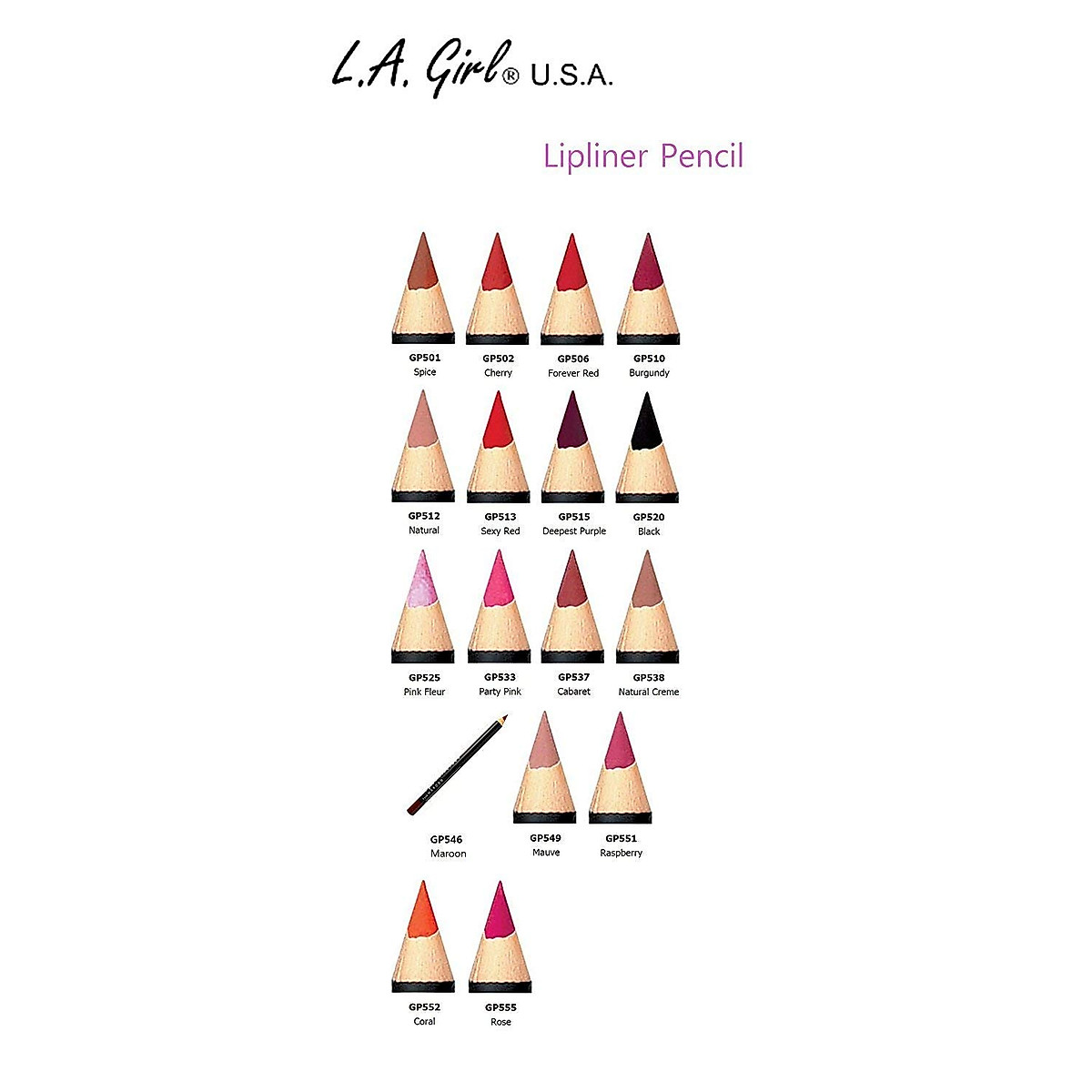 17 Colors of LA GIRL Lipliner Pencil