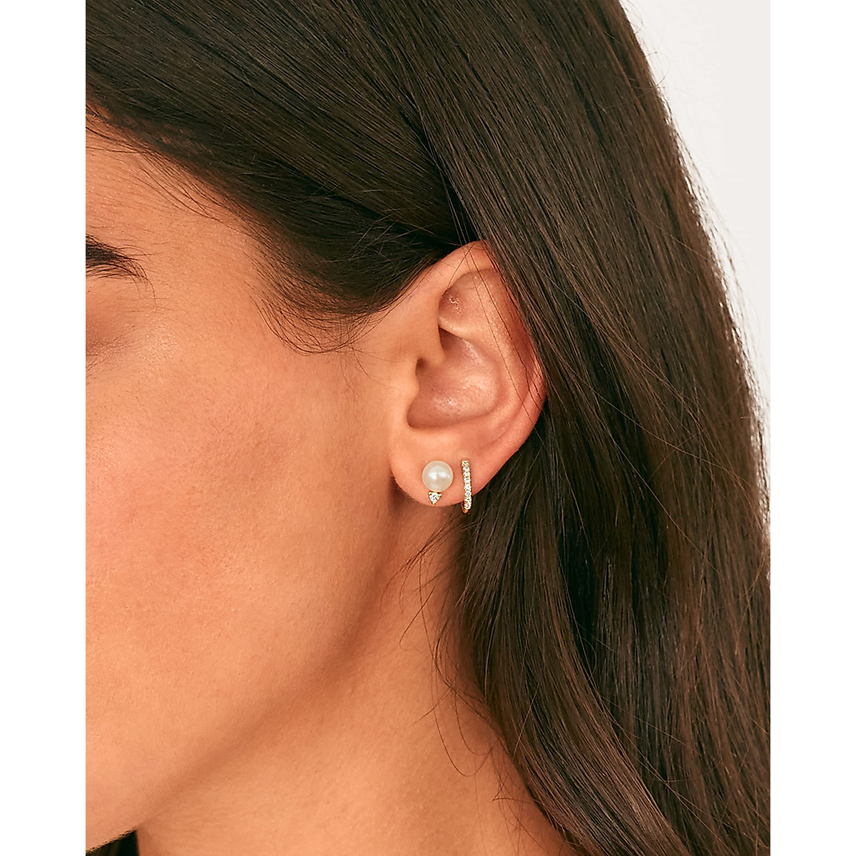 PAVOI Rhodium Plated 925 Sterling Silver Post Cubic Zirconia | AAA+ Quality Handpicked Freshwater Cultured Stud Button Pearl Earrings