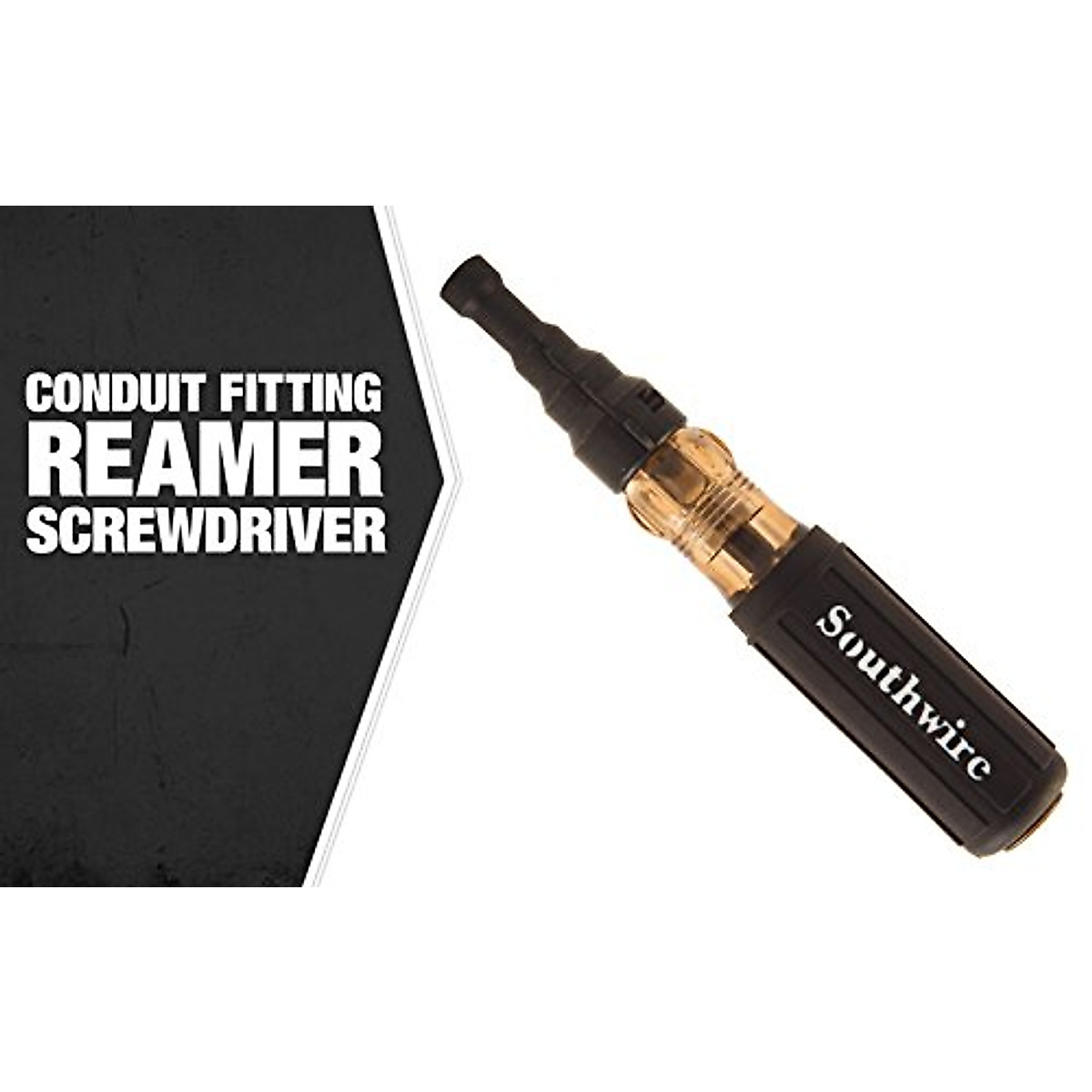 Southwire SDCFR Conduit Fitting Reaming Screwdriver; Heavy Duty; Dual Function; Multi Use Detachable Head; Compatible with Drill; Cushion Grip Handles for Comfort
