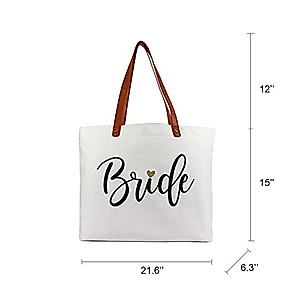 Lamyba Bride Bag with Makeup Bag, Mrs Tote Bag, Bride to be Gifts/Bridal Shower Gifts for Bride, White