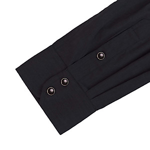 Dress Shirt for Men Western Cowboy Long Sleeve Casual Two Pockets Work Solid Pearl Snap Buttons Up Wrinkle Free Shirts (Black/L)