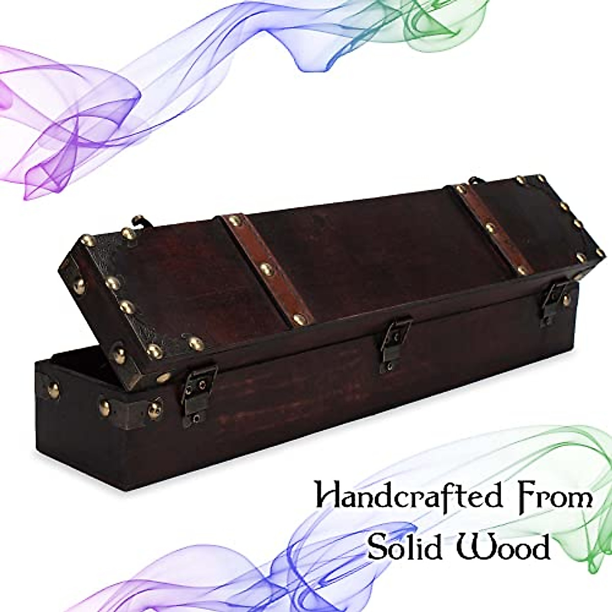 Cottage Garden Witch Wizard Handcrafted Wood Magic Wand Box, 18 inch, Mahogany