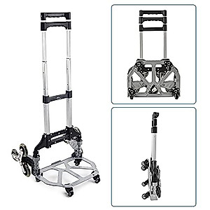 LEADALLWAY Shopping Carts for Groceries with 6+4 Wheels Portable Telescopic Handle Aluminum Stair Climbing Cart (with Rope+Shopping Bag)