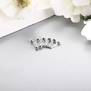 Sllaiss 3 Pairs Ball Stud Earrings Screw Back 925 Sterling Silver Cartilage Earrings Stud 14K Gold Plated Tiny Screwback Earrings For Women 2mm-4mm (Silver)