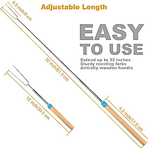10 Pcs Marshmallow Roasting Sticks for Fire Pit Long 32Inch, Smores Sticks Skewers, Smores Kit for Fire Pit, Premium Telescoping Hot Dog Roasting Sticks for Campfire Accessories Outside Camping VOPTON