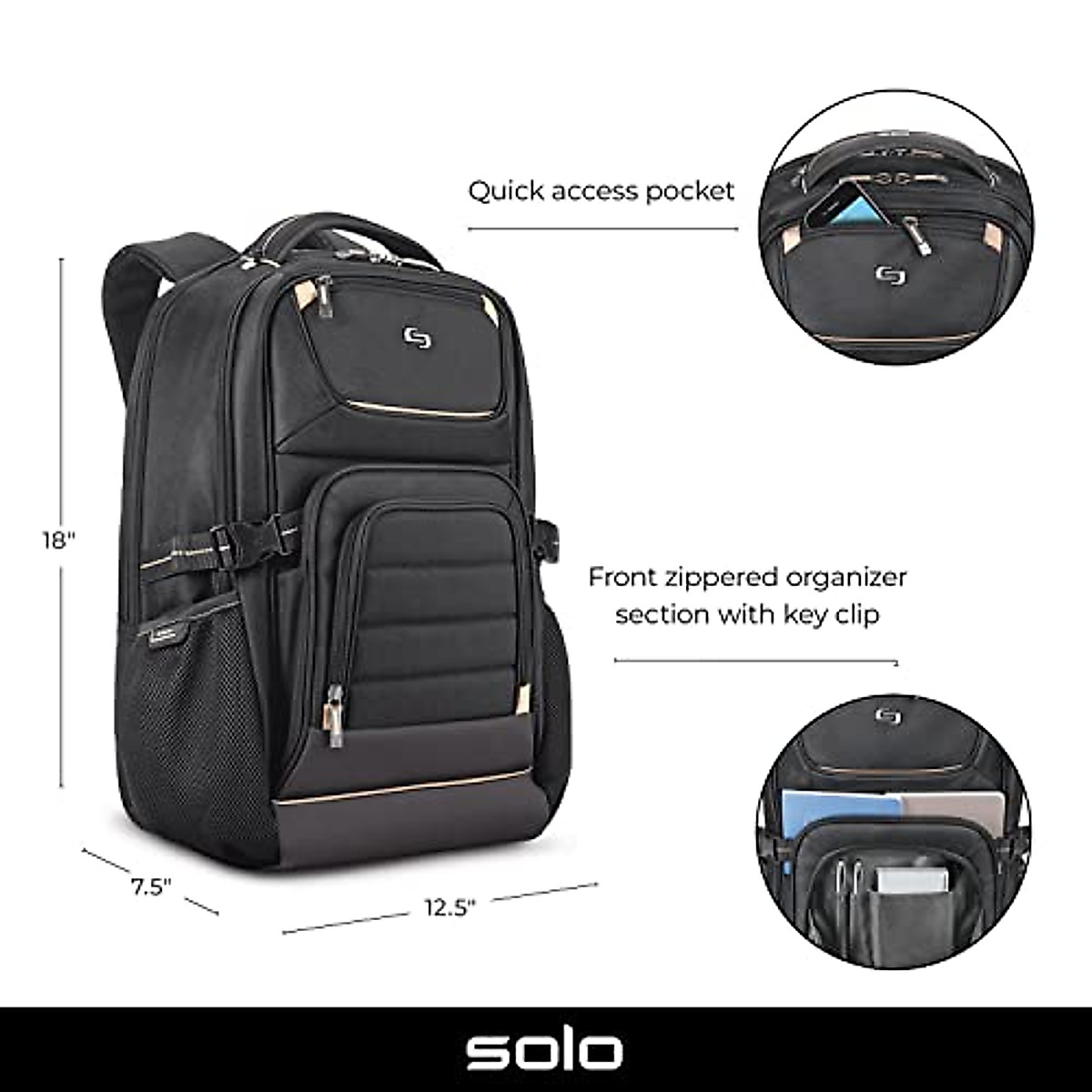 Solo New York Arc 17.3 Inch Laptop Backpack, Black