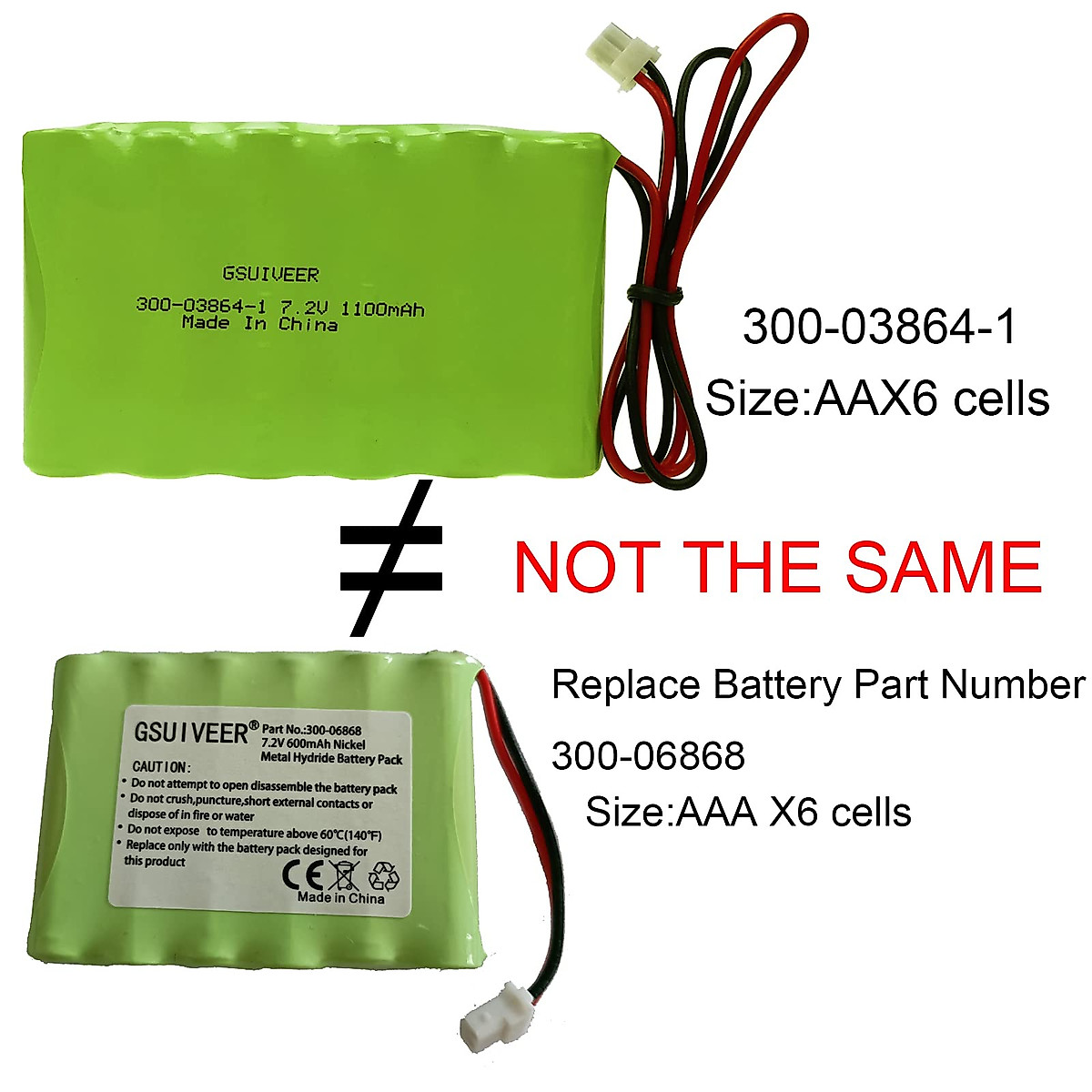 GSUIVEER 300-03864-1 Battery 7.2V 1100mAh Compatible with Honeywell Alarm Lynx WALYNX-RCHB-SC Honeywell Lynx Touch K5109, L3000, L5000, L5100