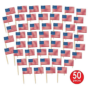 Beistle United States Of America Flag Food Picks 50 Piece Patriotic Party Supplies USA 4th Of July Decorations Labor Day Tableware