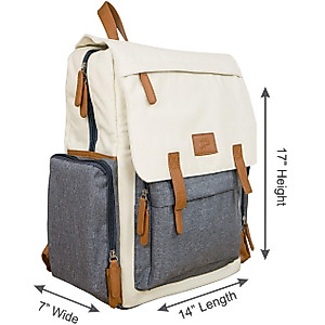 Cutie Carry Diaper Bag Backpack with Baby Pad Insulated Pocket Stroller Straps Wipe Dispenser Padded Shoulder Large Fashion Bags Dad or Mom Grey Cream