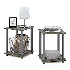 Furinno Simplistic Set of 2 End Table, French Oak Grey/Grey