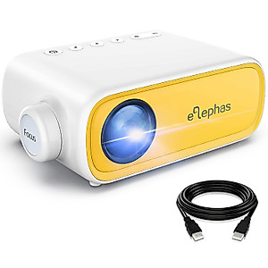 Mini Projector, ELEPHAS Portable Projector for iPhone 1080P Supported, Video Smart Led Pocket Small Home Phone Projector for Bedroom with Laptop HDMI USB TV AV Interfaces and Remote to Watch Cartoon