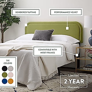 Edenbrook Miller Low Profile, Performance Velvet Headboard for Queen Size Bed-Green Upholstered Queen Headboard