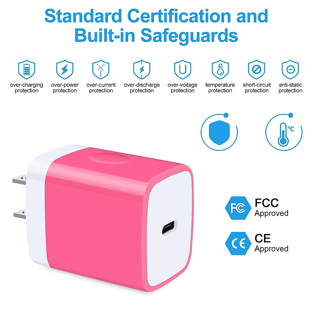 USB C Power Adapter Fast Wall Charger Compatible iPhone 15 iPad Pro 2021/2020/2018 11"/12.9", iPad Mini 6, iPad Air 4, Samsung Galaxy A03s,A53,A73,S22,A52,20W PD Charger Block 6FT Type C to C Cable