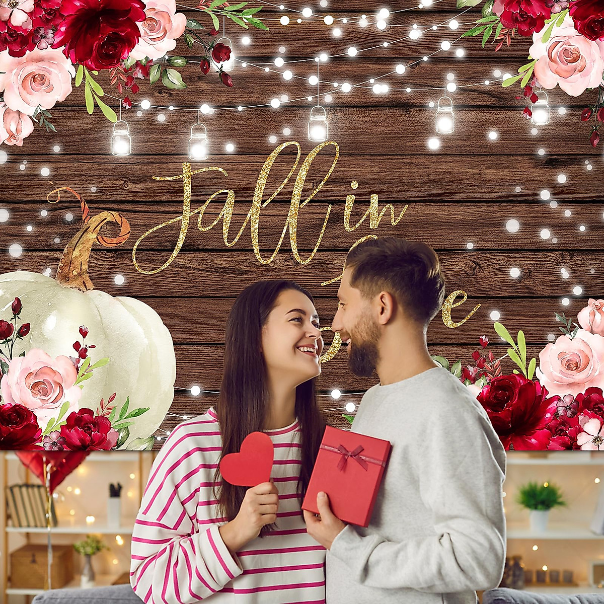 Avezano Bridal Shower Backdrop Rustic Fall Bridal Shower Decorations Fall in Love Backdrop Engagement Wedding Party Decor Wedding Backdrops for Reception 7x5ft