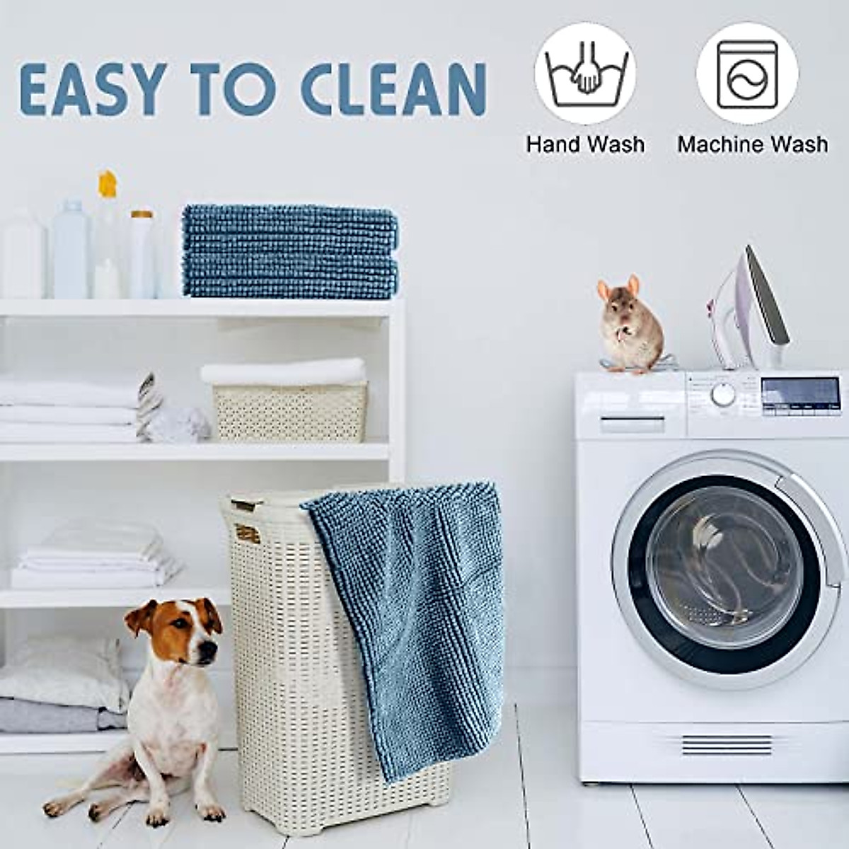 Amylove 4 Pcs Guinea Pig Cage Liner Guinea Pig Bedding Washable Fleece Pee Pads Reusable Small Animals Training Mat Small Animal Sleeping Bed for Bunny Hamster(Blue,14 x 28 Inch)