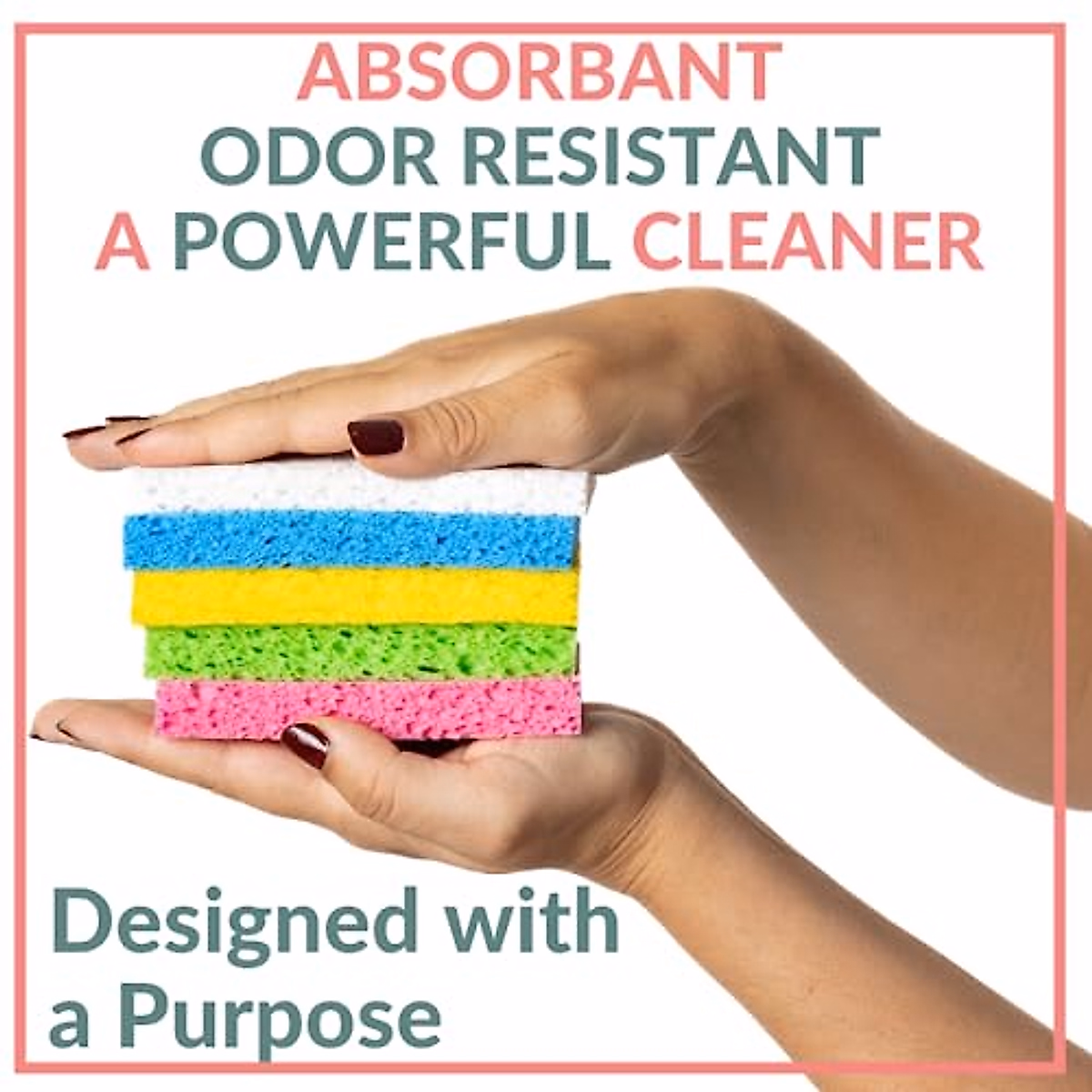 bioGo 10 Pack Compostable Pop-Up Sponges - Expanding, Non-Scratch, Plant-Based Dish Sponges - 10 Color Sponges - Compostable Pop Up Sponge - Rainbow Sponges - Kitchen Pop Up Sponges