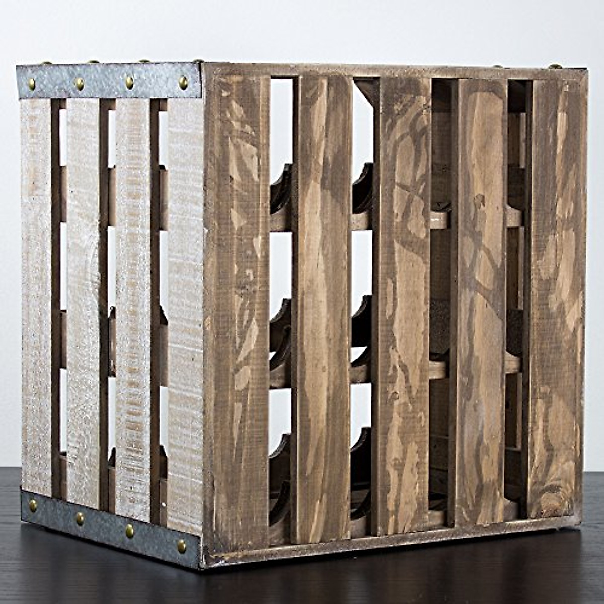 American Art Décor White Wood 12 Bottle Wine Rack Storage Crate