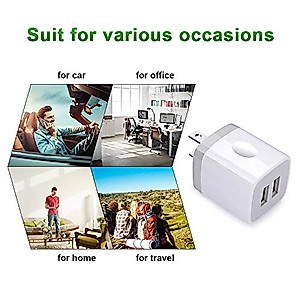 USB Plug, USB Wall Charger 3 Pack, GiGreen Dual Port USB Electrical Plug Cube 5V 2.1A Charging Block USB Outlet Plugs Compatible iPhone 11 XS X 8 7, LG V30 G8, Samsung S20 S10+ S9 S8 Note 9 8, Moto G6