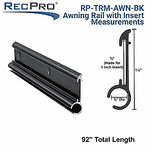 RecPro RV Awning Trim Made for Insert | Black or White Color Options | Aluminum | 92" Length | Made in The USA (2 Trim Pieces, Black)